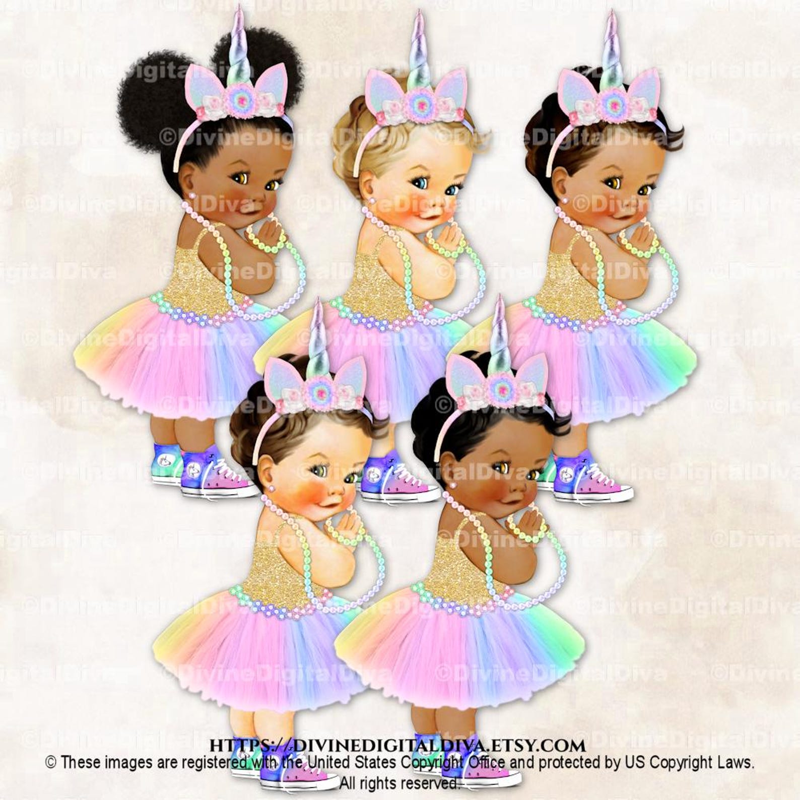 Unicorn Princess Pastel Rainbow Tutu Gold Shirt Sneakers Pearls Baby ...