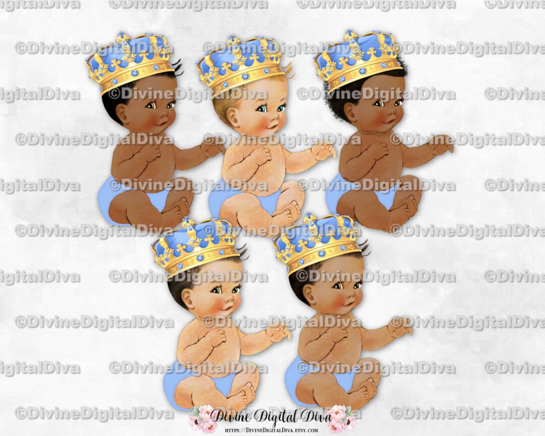 Little Prince Light Blue Gold Ornate Crown Sitting Baby Boy 3 Skin ...