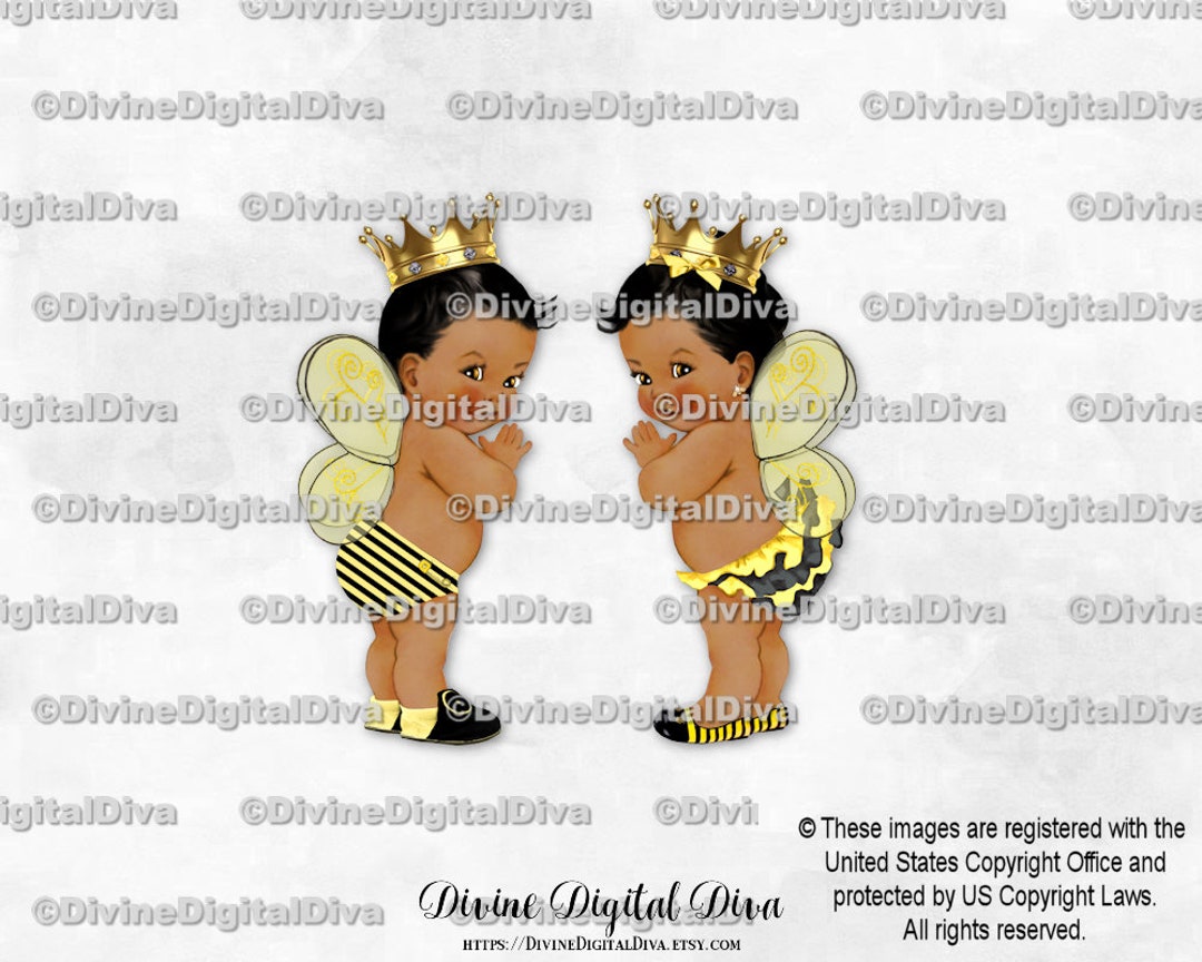 Queen Bee Prince Bee Bumble Bee Yellow Black Baby Boy Girl Dark Tone ...