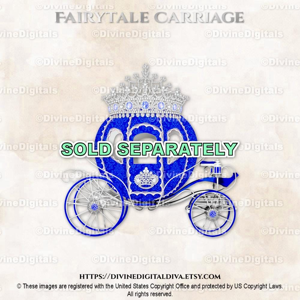 Royal Blue Gold Prince Princess Cinderella Fairytale Carriage Coach ...