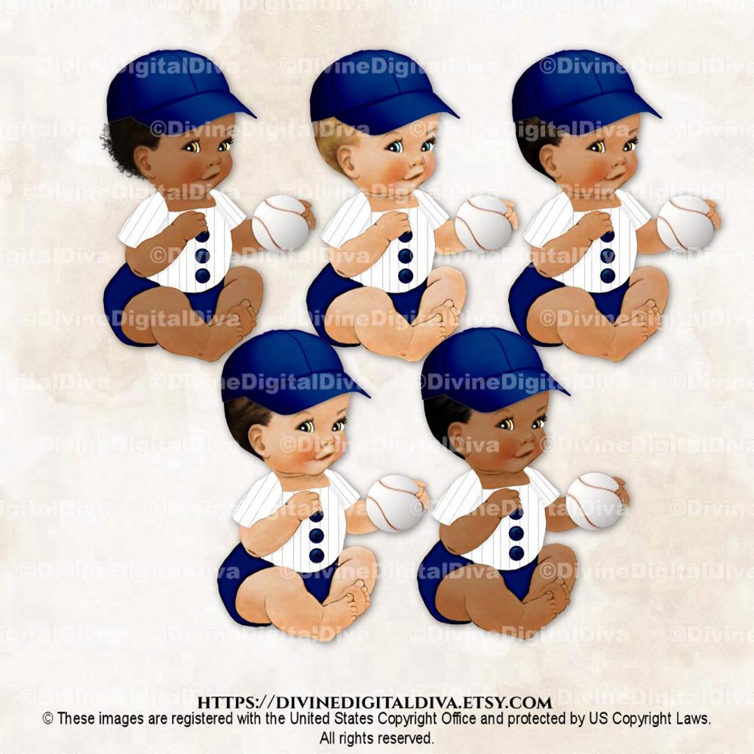 Baseball Player Cap Stripe Shirt Navy Blue White | Sitting Baby Boy 3 ...