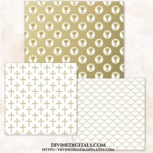 Christening Wedding Baptism Communion Confirmation Gold White Digital ...