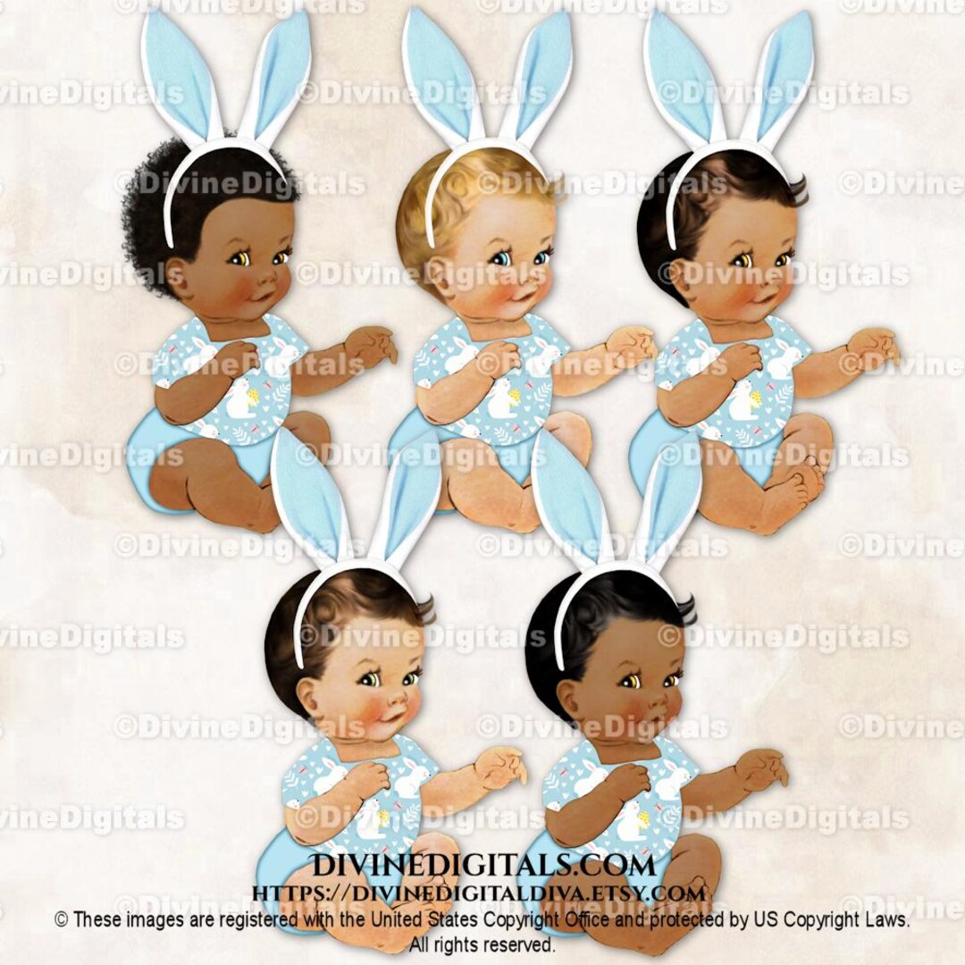 Little Prince Easter Bunny Ears Blue Spring Baby Shower Gender Reveal ...