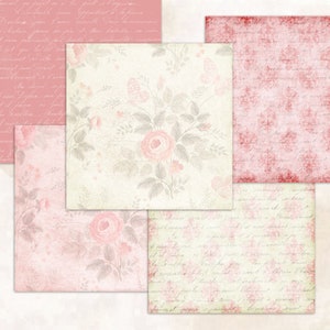 Antique Pink & Ivory Damask Digital Backgrounds Scrapbook Journal ...