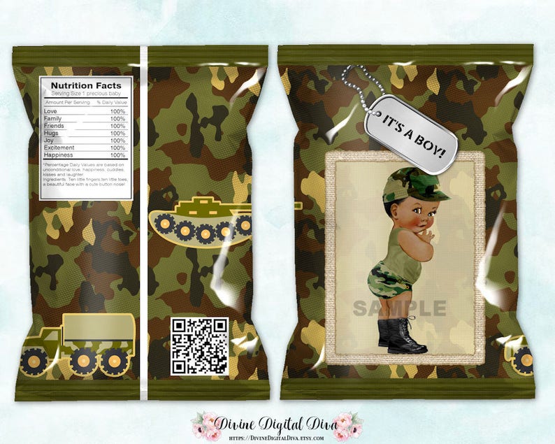 Printable Chip Bags Little Soldier Green Camo Army Military | Etsy