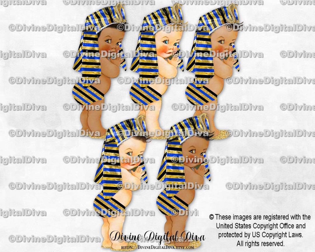 Little Prince Egyptian Pharaoh Royal Blue Black & Gold Headdress Cobra ...