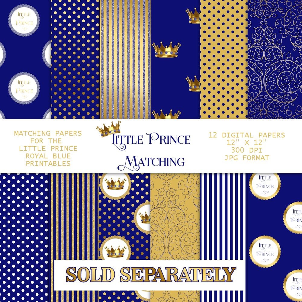 Little Prince Royal Blue Gold Crown Rattle Sitting Baby Boy - Etsy