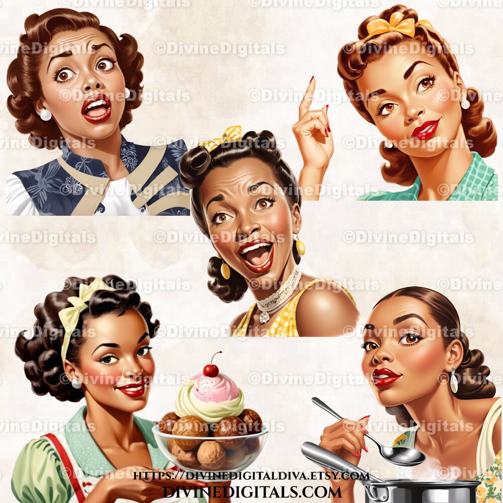 Retro Housewives Closeups & Funny Expressions 50s Vintage Women of ...