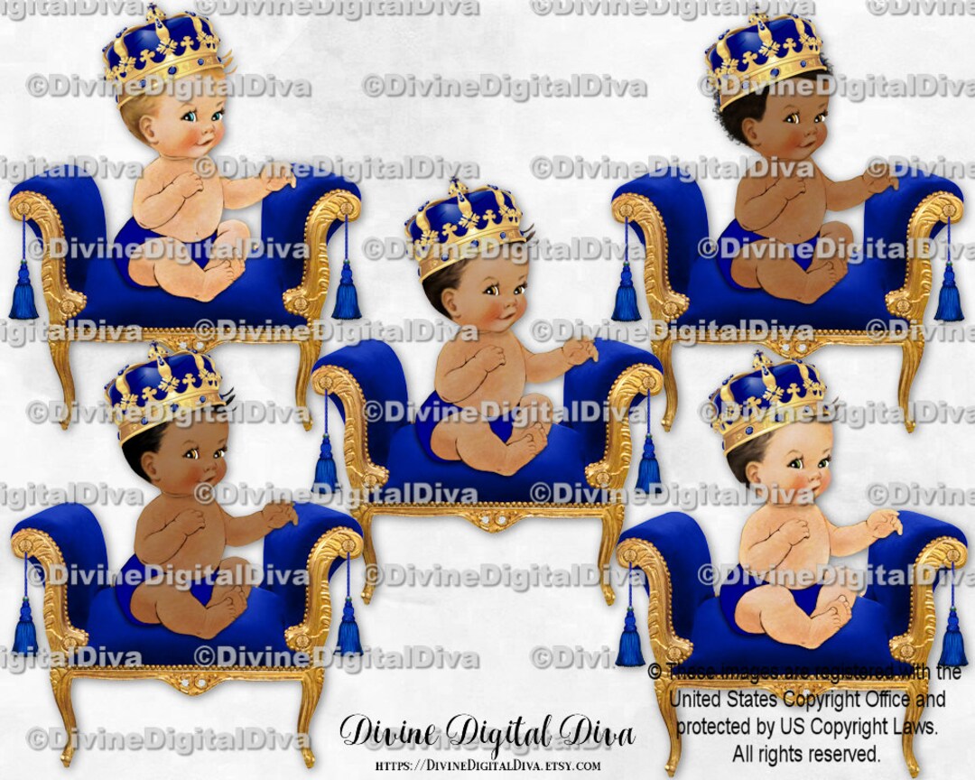 Little Prince Royal Blue & Gold Bench Chair Tassels Crown | Sitting ...