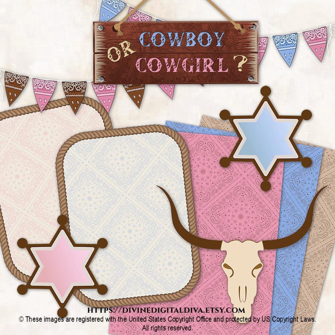 Western Cowboy Cowgirl Theme Frames Stars Signs Buntings Bandana ...