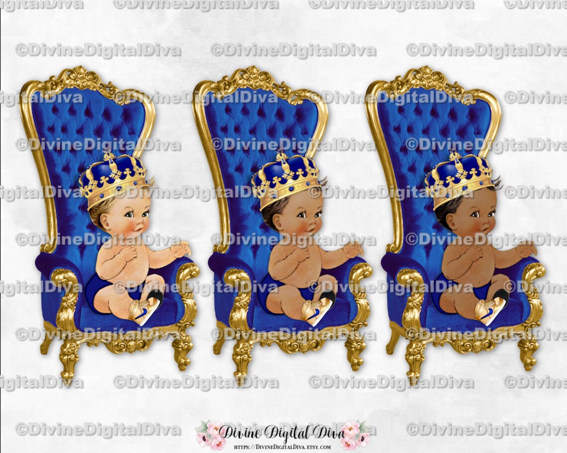 Little Prince Throne Chair Royal Blue Gold Ornate Crown - Etsy