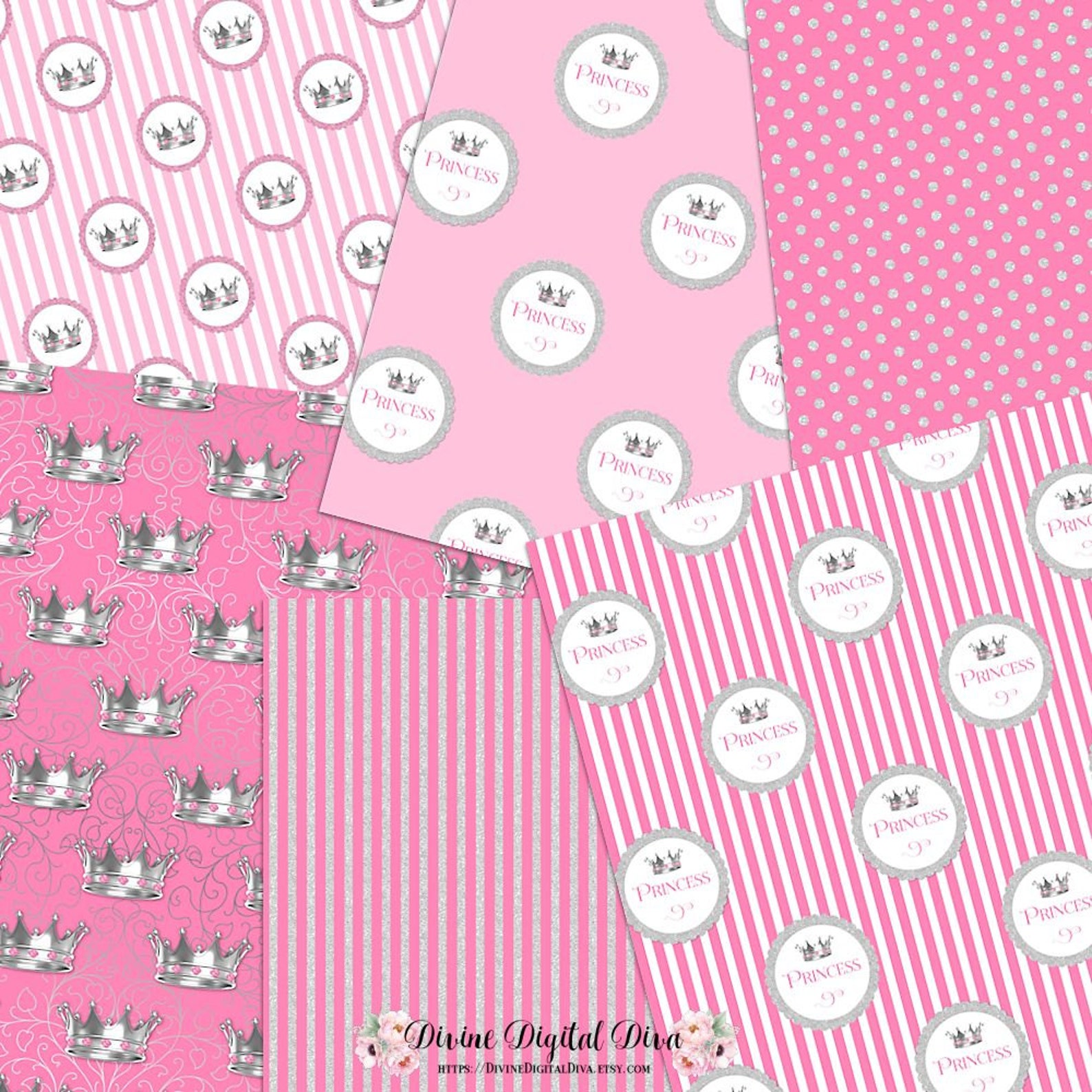 Matching Printables Princess Ruffle Pants Pink Silver | Etsy