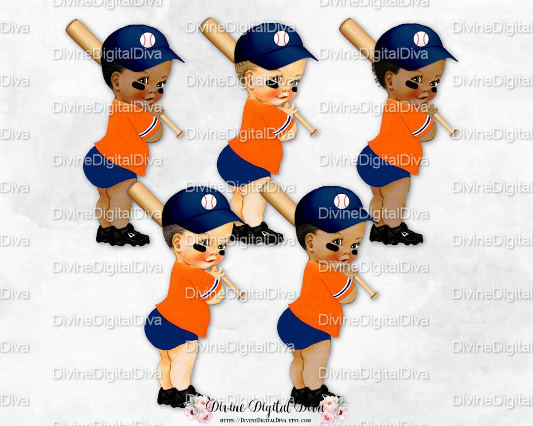 Little Prince Baseball Baby Boy | Navy Blue & Orange Uniform Bat Cap ...