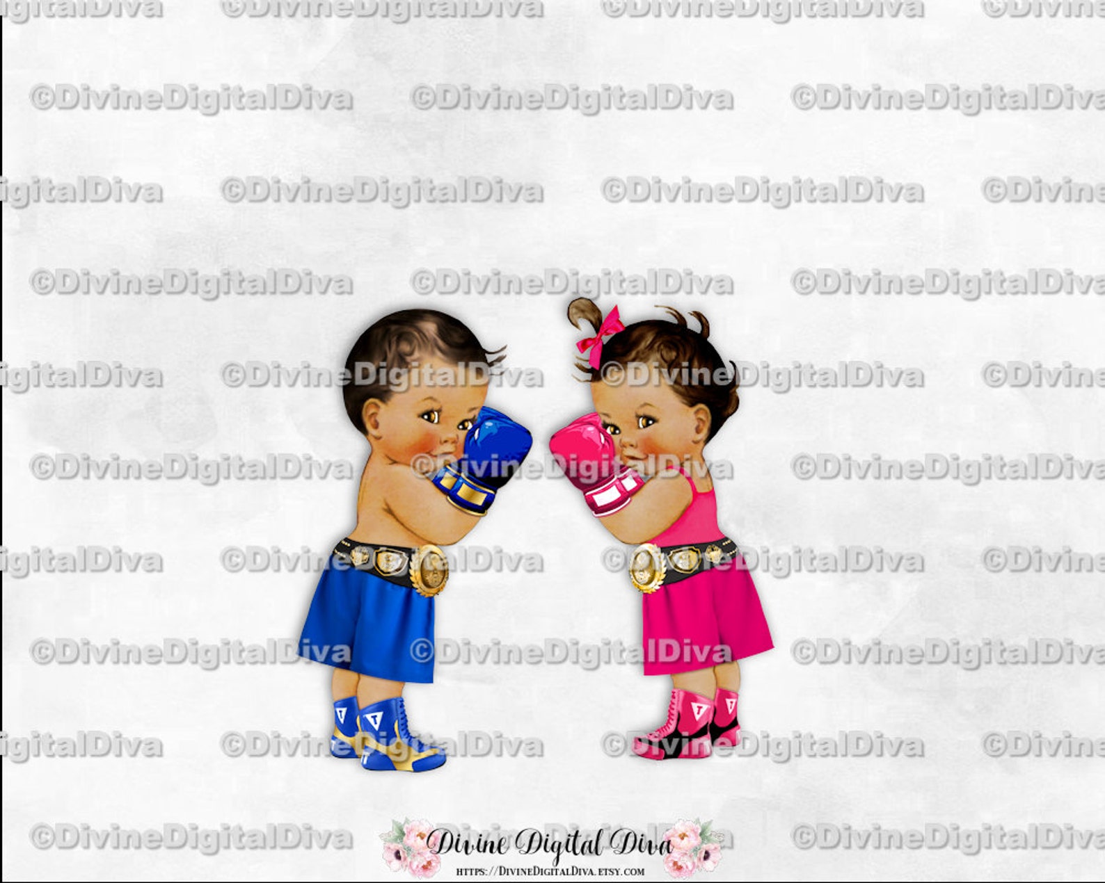 Boxer Blue Pink Gold Champ Boxing Baby Boy Girl Medium Skin | Etsy