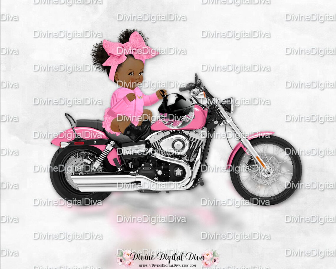 Little Princess Riding on a Motorcycle Biker Pink Jacket Big | Etsy