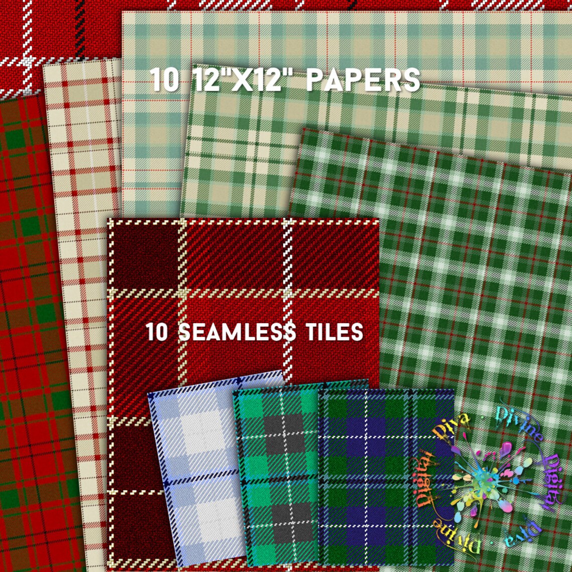 Tartan Plaid Fabric Like Papers & Seamless Tiles Digital - Etsy