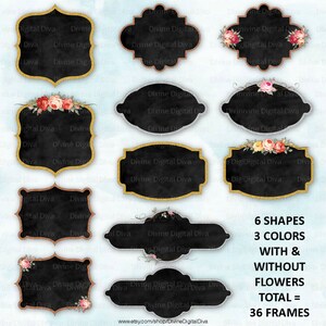 36 Chalkboard & Glitter Frames Tags Labels Gold Rose Gold | Etsy