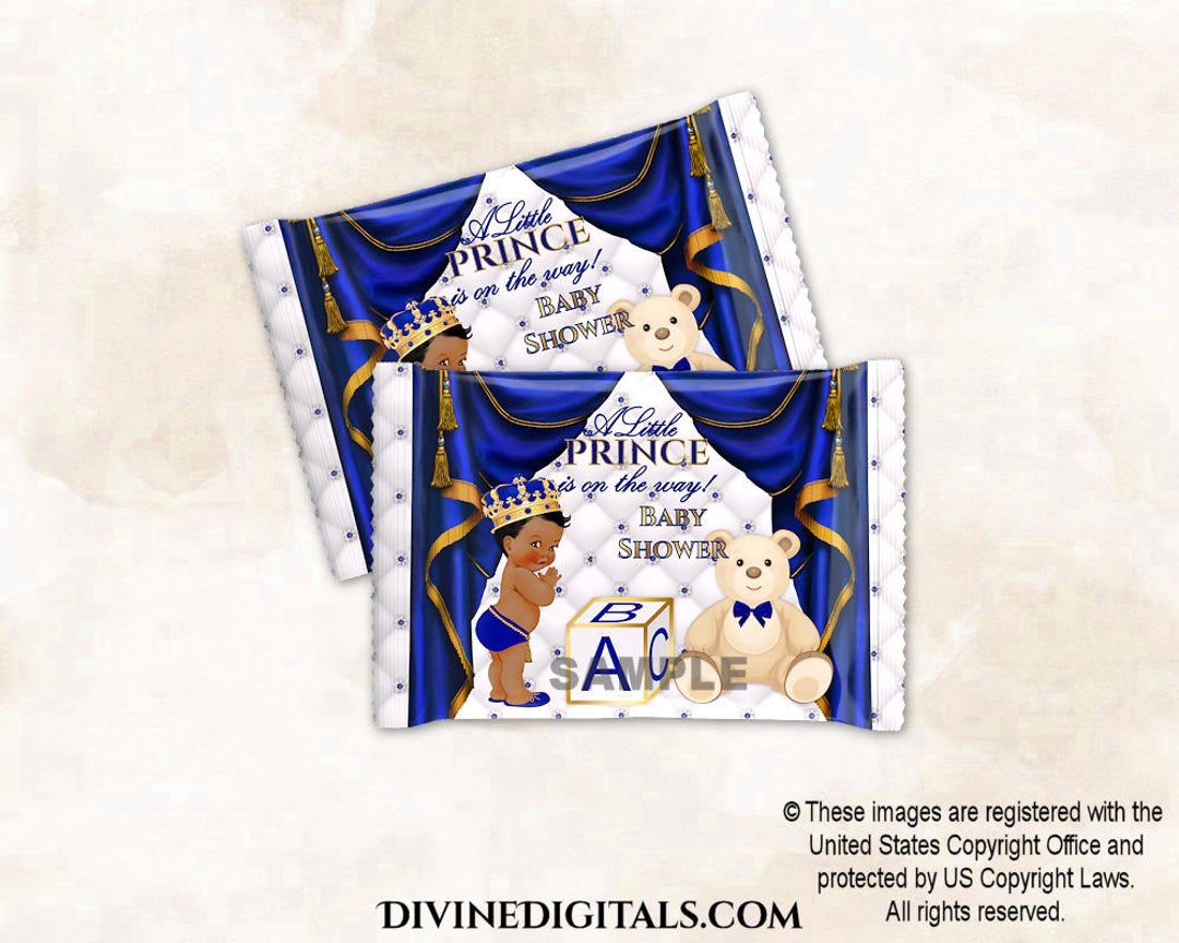Printable Kit Kat Wrapper Little Prince Royal Blue & Gold Bear for Baby ...