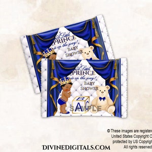 Printable Kit Kat Wrapper Little Prince Royal Blue & Gold Bear for Baby ...