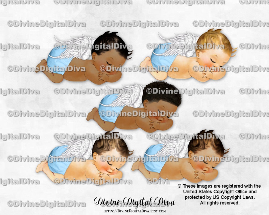 Angel Light Blue Diaper Pants Wings Sleeping Baby Boy 3 Skin - Etsy