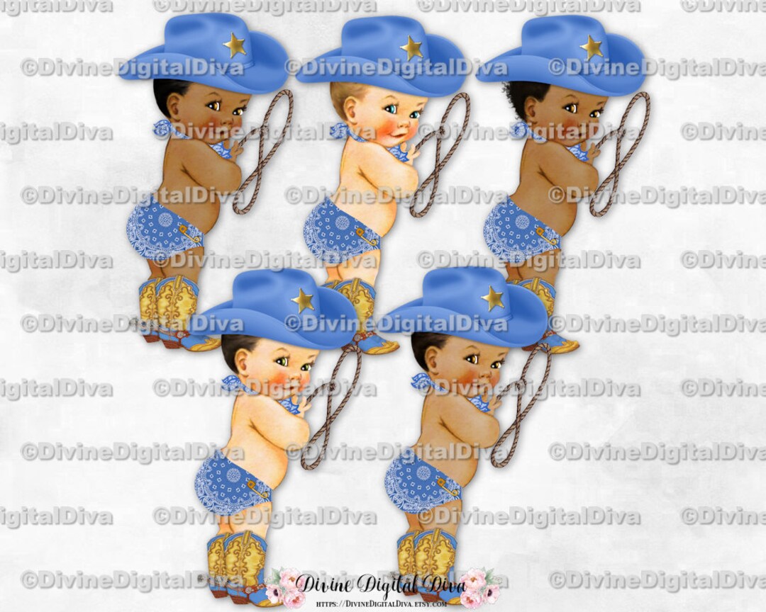 Little Cowboy Blue Bandana Diaper Hat Boots Scarf Lasso | Baby Boy 3 ...