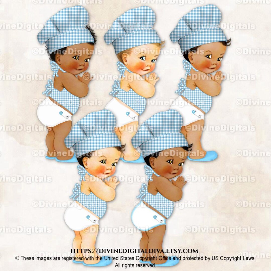 Little Chef Babyq BBQ Hat Grilling Blue White Gingham Check Baby Boy ...