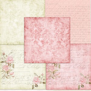 Antique Pink & Ivory Damask Digital Backgrounds Scrapbook Journal ...