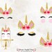 Unicorn Horn Face Eyelashes Flowers Cake Pink & Gold Clipart | Etsy
