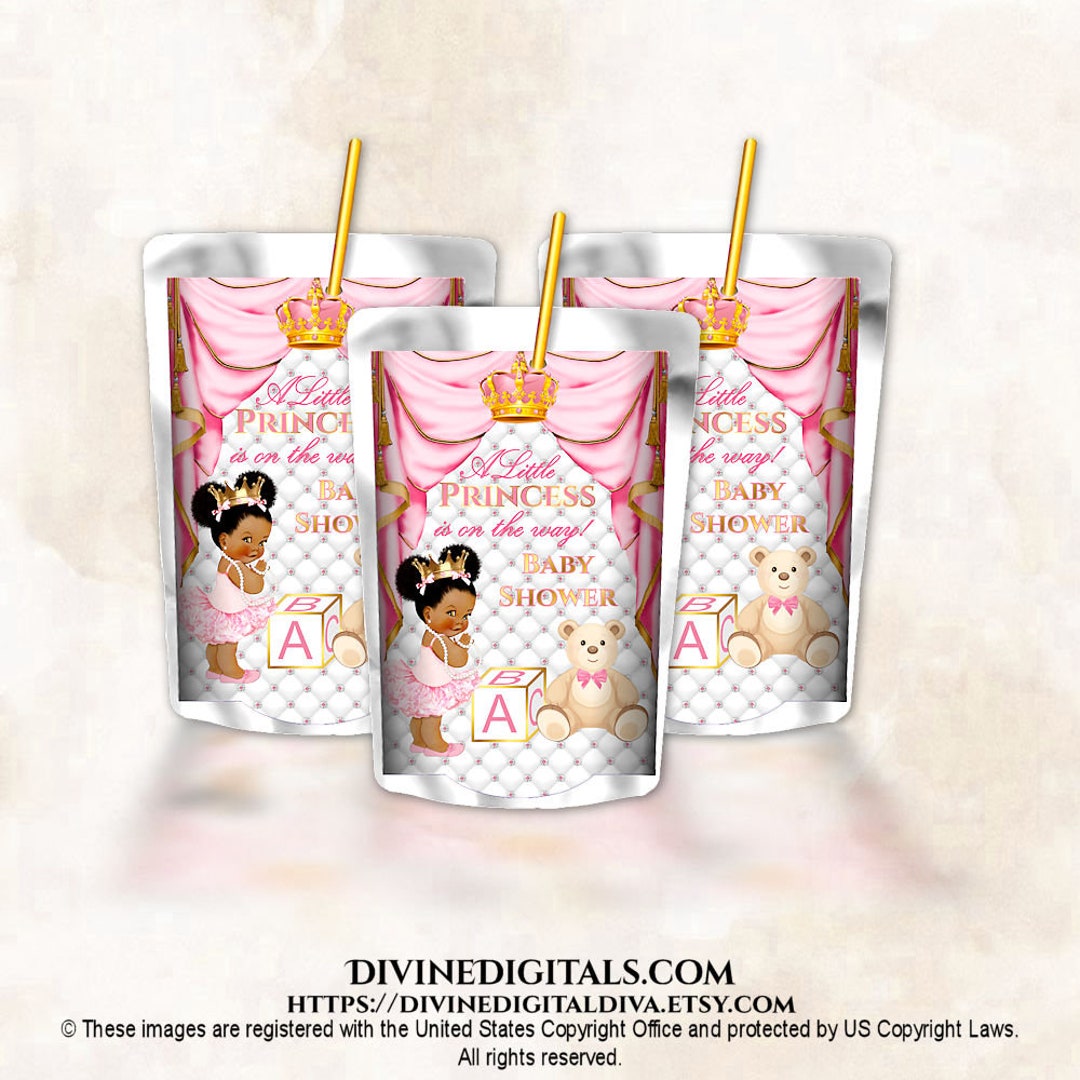 Printable Capri Sun Labels Royal Princess Pink Gold Baby Shower Baby ...