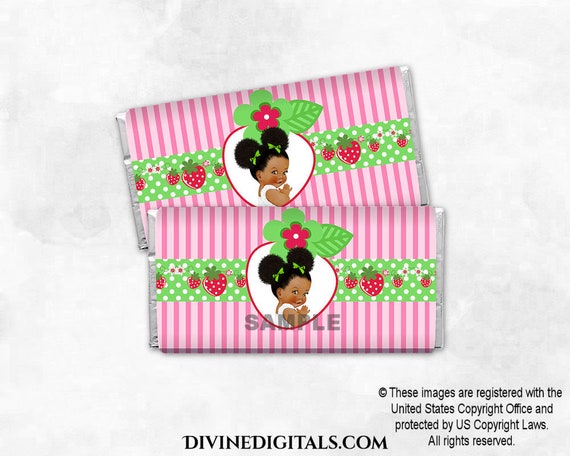 Candy Chocolate Bar Wrappers Strawberry Pink Green Baby Girl | Etsy