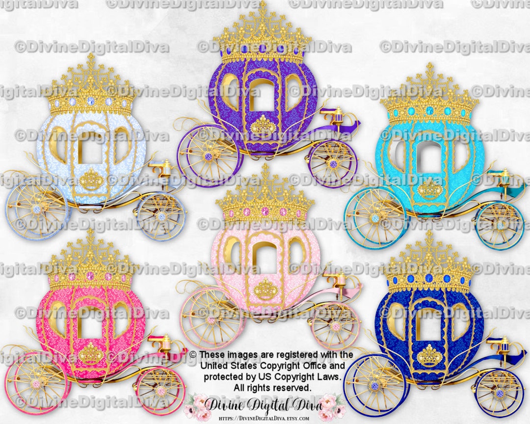 Prince Princess Carriage 6 Pack Designer Bundle Pink Blue Purple ...