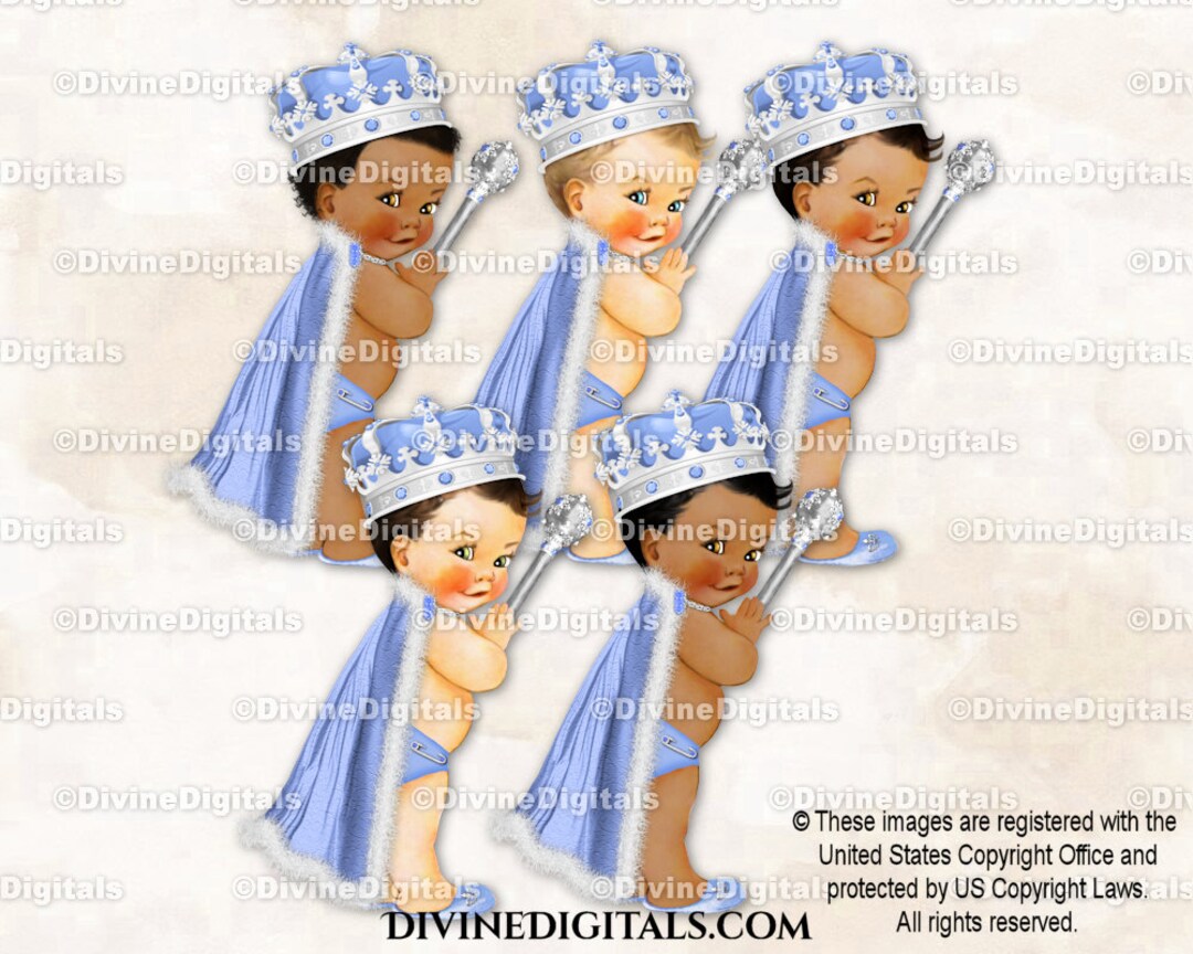 Little Royal Prince Light Blue & Silver Fur Trimmed Cape Crown Scepter ...