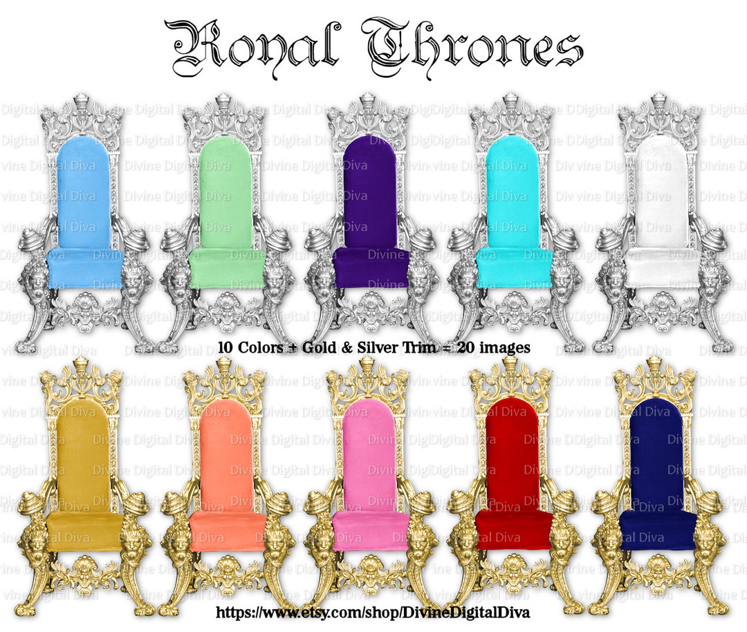 Royal Throne Chair | 10 Colors Silver & Gold 20 Digital Images Pink ...