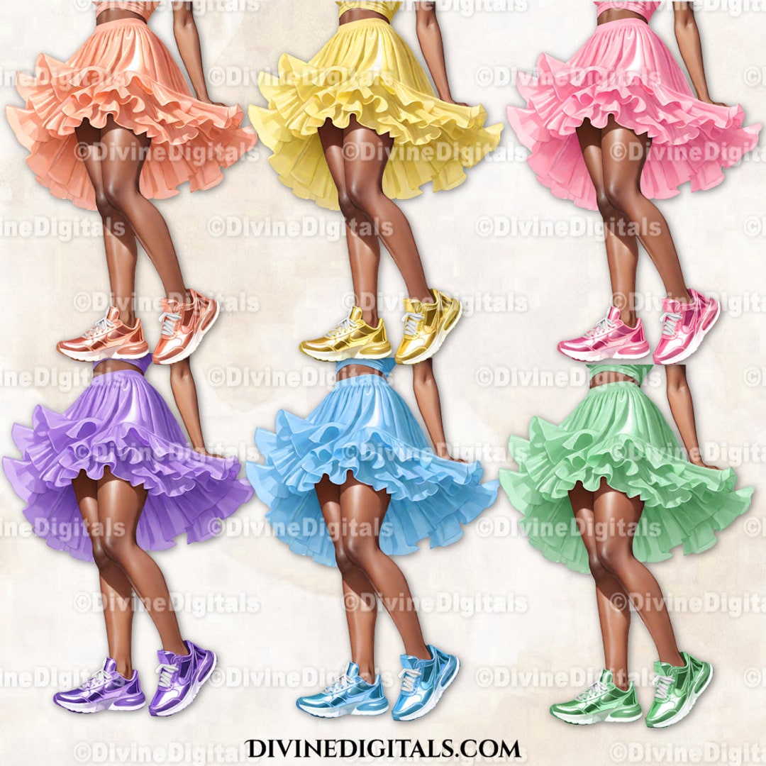 Sneaker Ball Legs Ruffled Skirt Tutu Fashion Party DARK Skin Tone ...