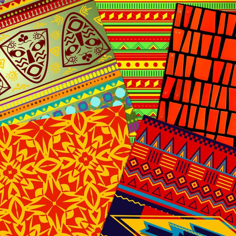 Africa Bright Colors African Kente Patterns Digital Papers - Etsy