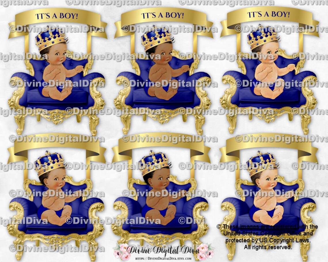 Little Prince Royal Blue & Gold Chair Banner Crown Sitting - Etsy