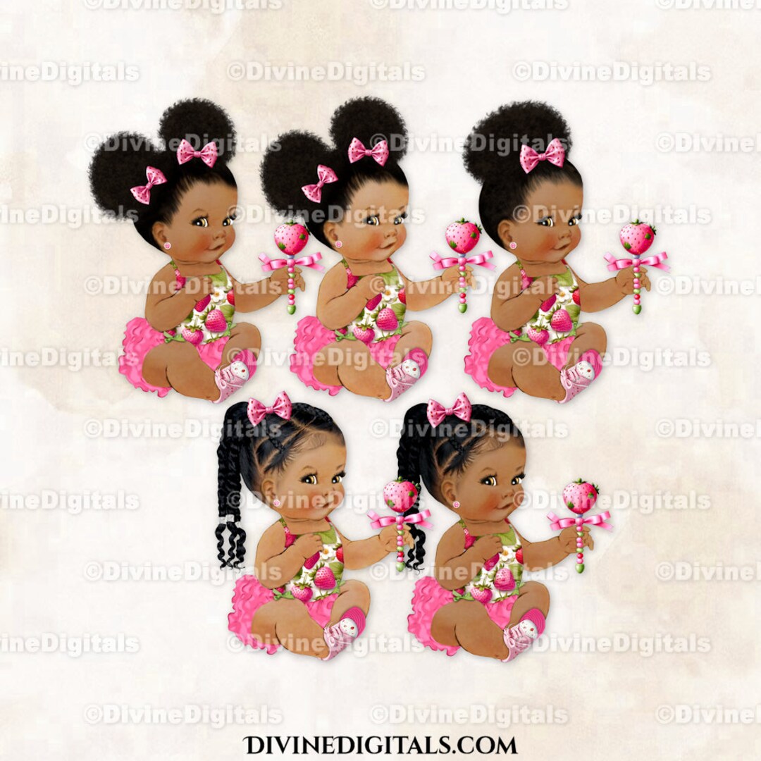 Strawberry Pink & Green Rattle Sneakers Baby Girl Clipart Instant ...