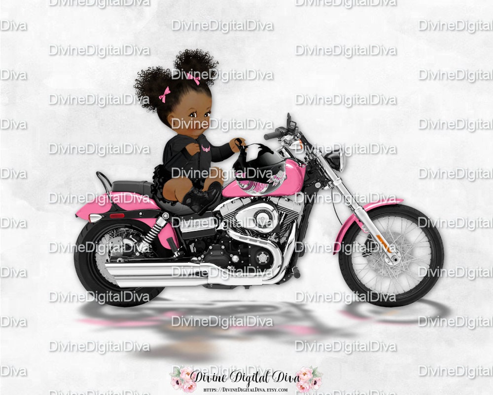 Little Princess Riding on a Motorcycle Biker Black Jacket | Etsy