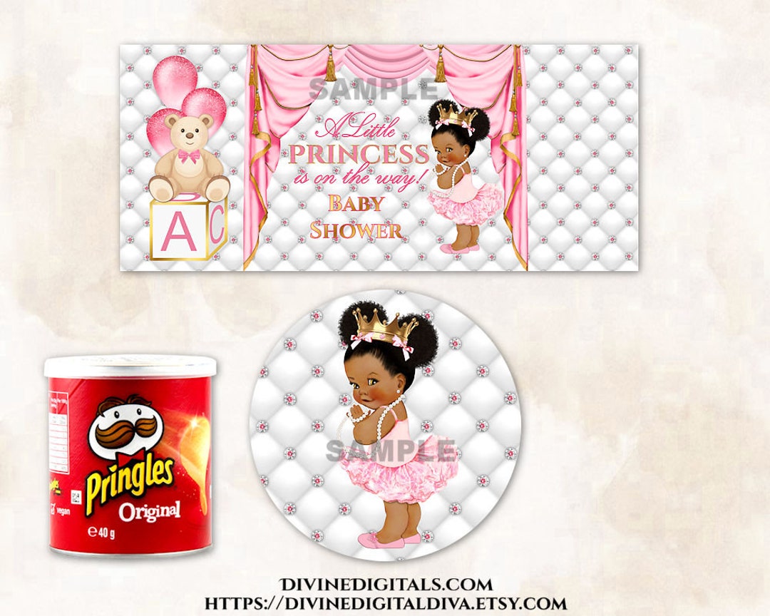 Royal Princess Pringles Wrapper Pink Gold Baby Shower | Baby Girl Dark ...