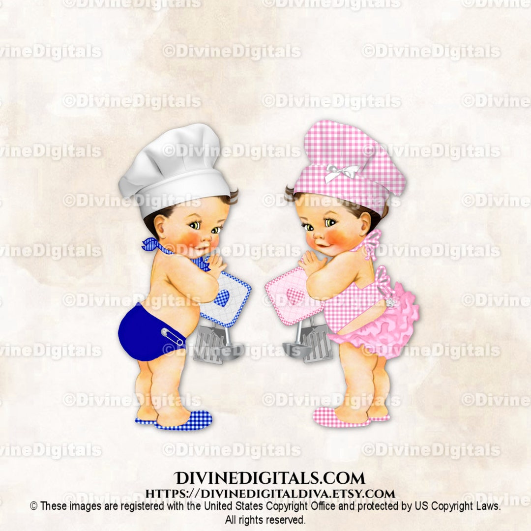 Little Chef Babyq Pink Royal Blue Gingham Hat Apron BBQ | Light Skin ...