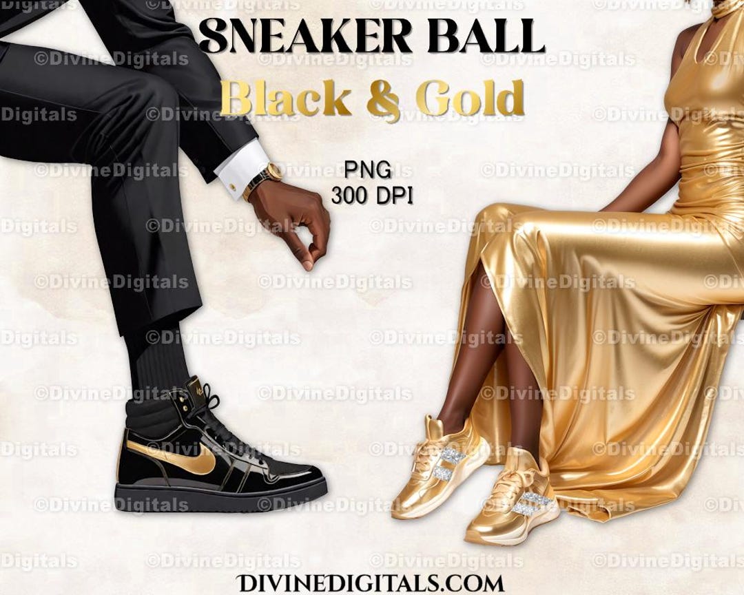 Sneaker Ball Legs Gold Black Fashion Woman Gown DARK Skin Tone Clipart ...