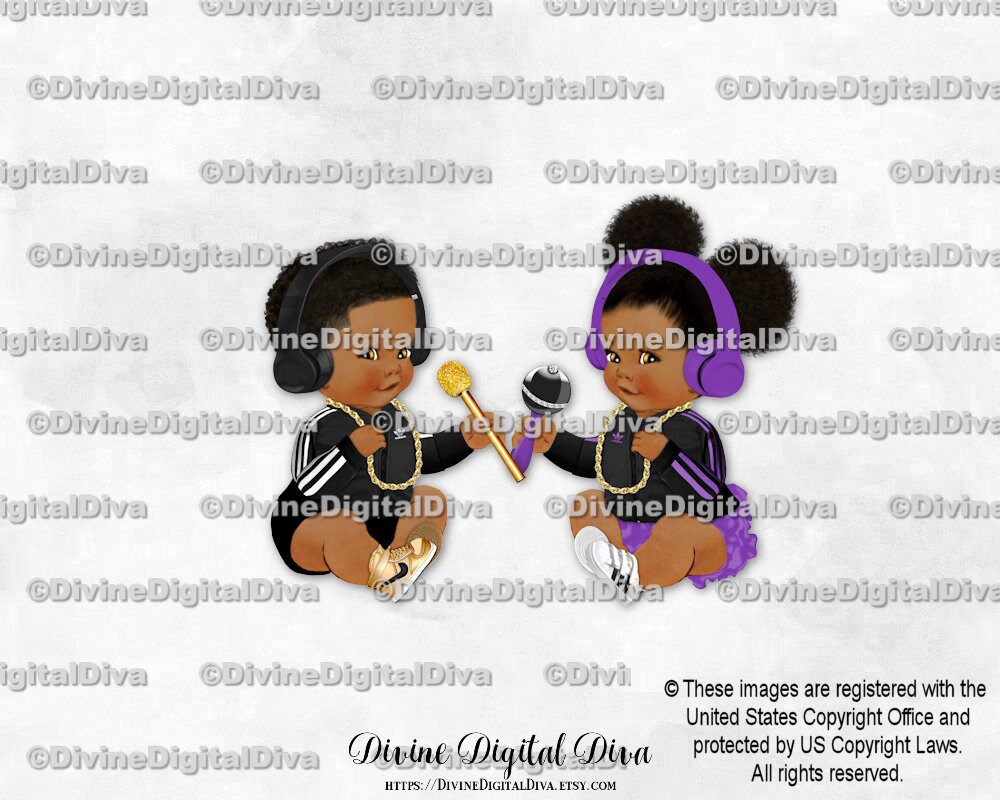 Hip Hop Gold Chain DJ Headset Mic Rattle Black Purple Baby | Etsy