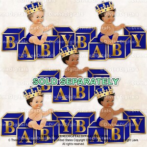 Little Prince on Blocks Crown Royal Blue & Silver | Sitting Baby Boy 3 ...