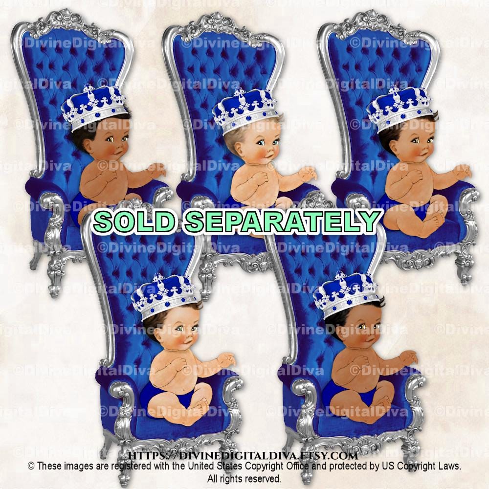 Little Prince Royal Blue Silver Crown Sitting Baby Boy Clipart - Etsy