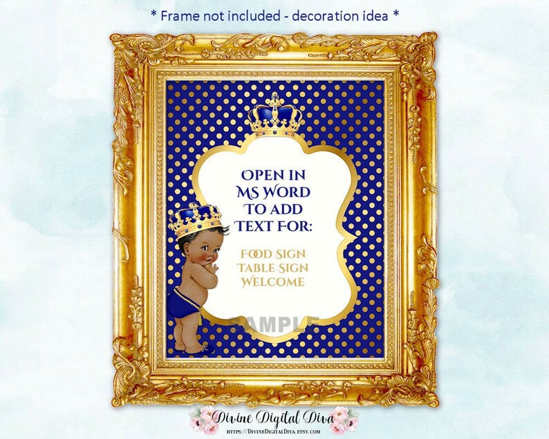 Prince Royal Blue & Gold 8 x 10 Welcome Table Food Display | Etsy