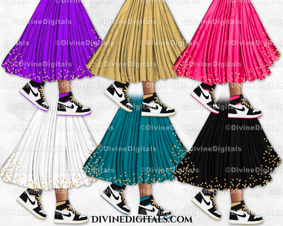 Sneaker Ball Legs Long Dress Gown Fashion Party Women of Color Clipart ...