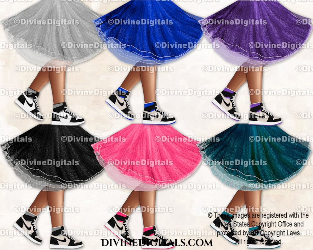Sneaker Ball Legs Dress Tutu Fashion Party DARK Skin Tone Silver Laces ...