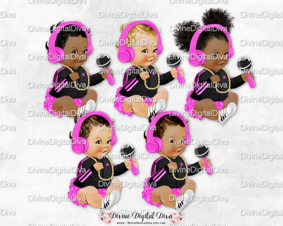 Hip Hop Hot Pink Black Jacket Headset Rattle Gold Chain | Etsy