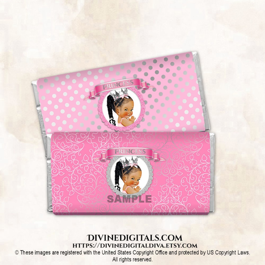 Princess Pink Silver Candy Chocolate Bar Wrappers Full Size Baby Girl ...