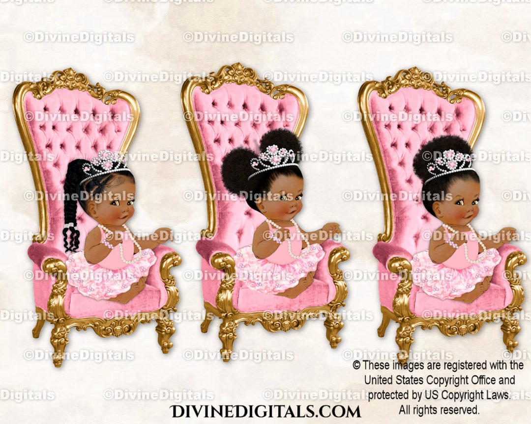 Princess Throne Chair Pink Gold Tiara | Sitting Baby Girl Dark Tone ...